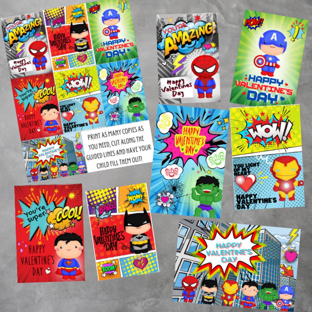 Marvel Printable Valentines Cards - Etsy