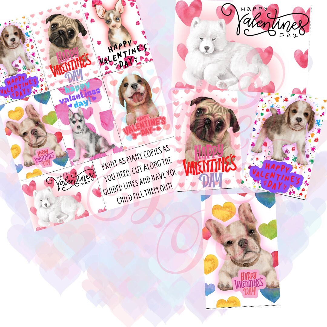Puppy Valentines Cards - Etsy