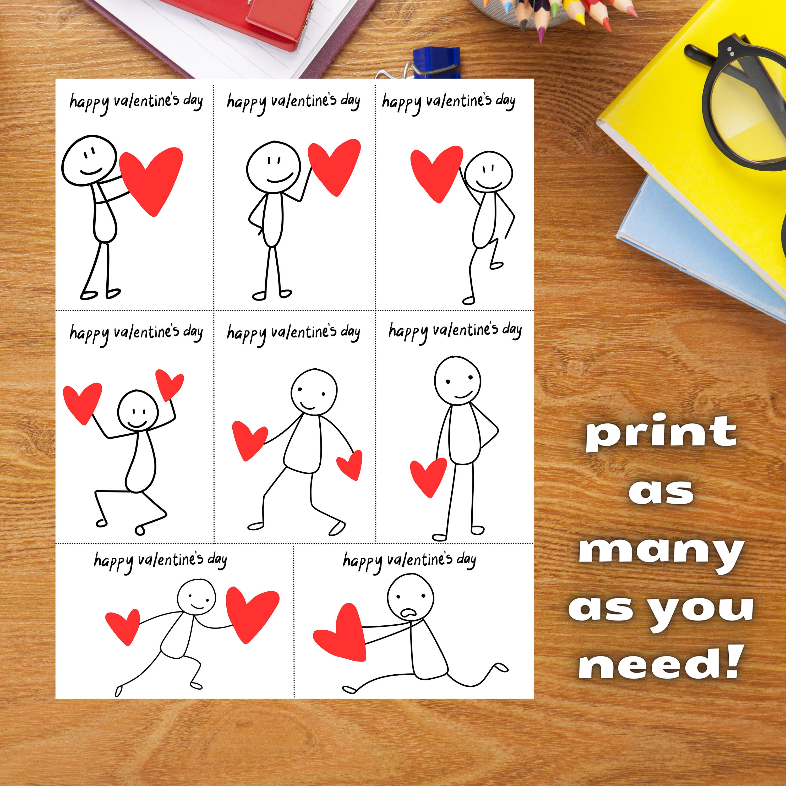 Funny Kids Valentine's Day Cards, Printable Classroom Valentines ...