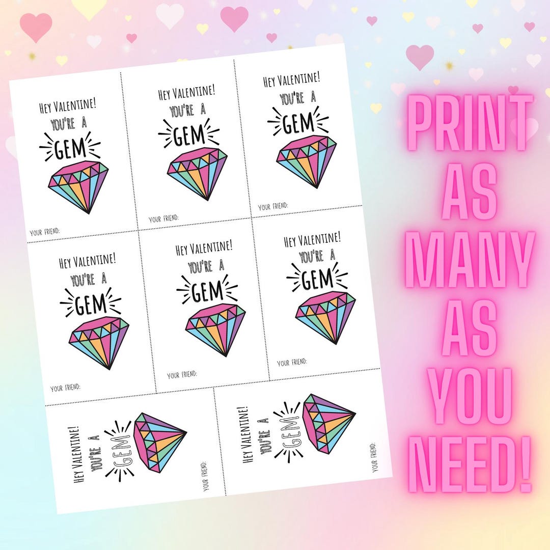 RINTABLE Valentine Card, Ring Pop Valentine Card, Printable Classroom ...