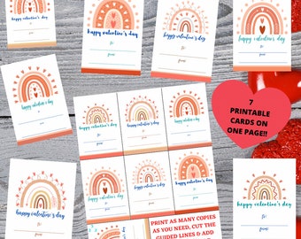 Boho Rainbow Printable Valentines, Kids Valentines, Printable ...