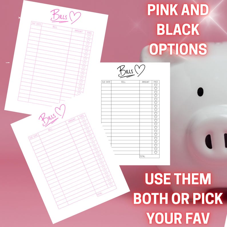 Monthly Bill Tracker Printable, Bill Pay Checklist PDF, Bill Organizer, Budget Planner Insert ...