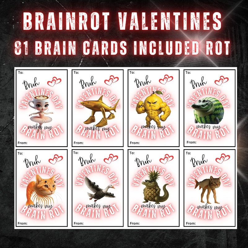 Brainrot Valentine Cards - Etsy