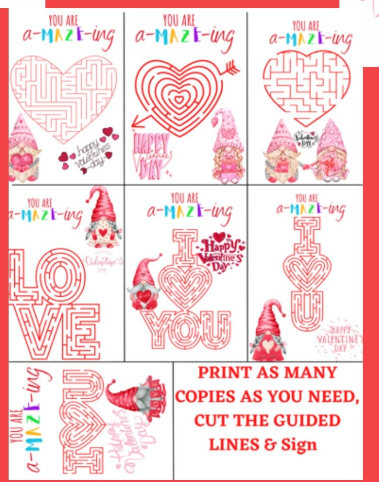Printable Maze Valentines Cards - Etsy