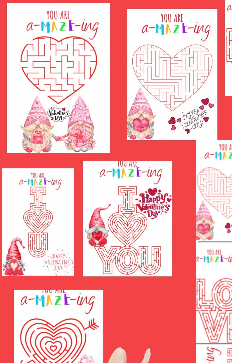 Printable Maze Valentines Cards - Etsy