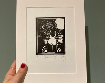 Art & Collectibles Wood & Linocut Prints Prints Handprinted lino cut on ...