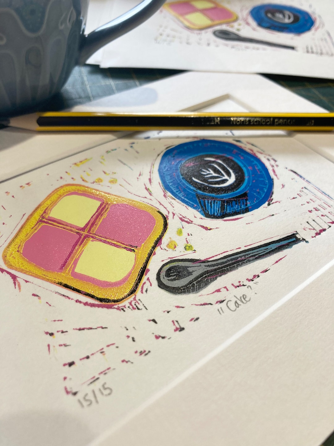 Cake A Limited Edition Lino Cut Print - Etsy