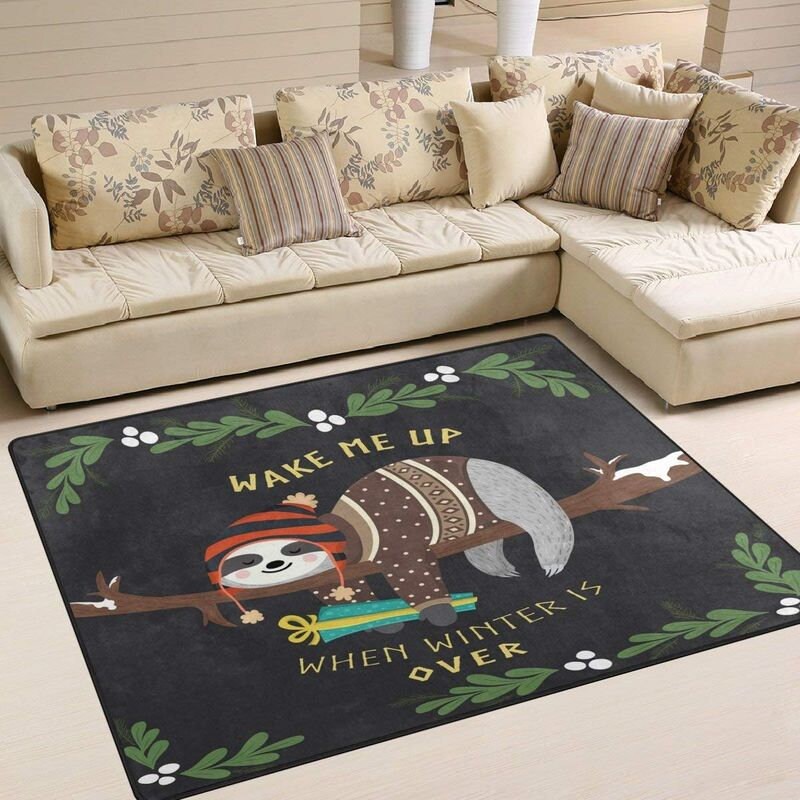 Christmas Sloth Rectangle Rug | Etsy