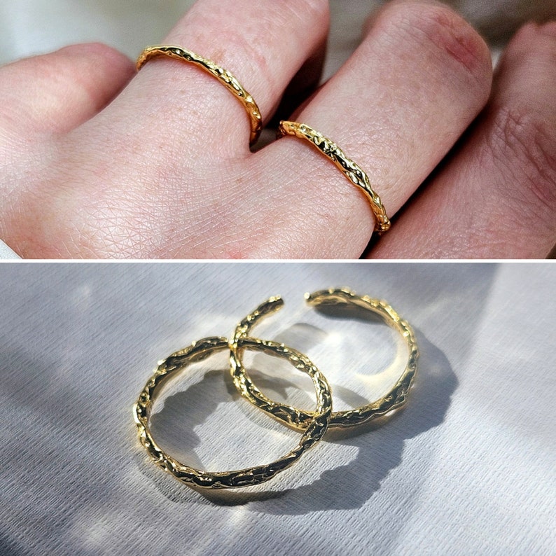 Dainty Minimalist Ring, Gold Vermeil Ring, Irregular Stacking Ring ...