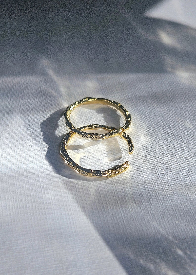 Dainty Minimalist Ring, Gold Vermeil Ring, Irregular Stacking Ring ...