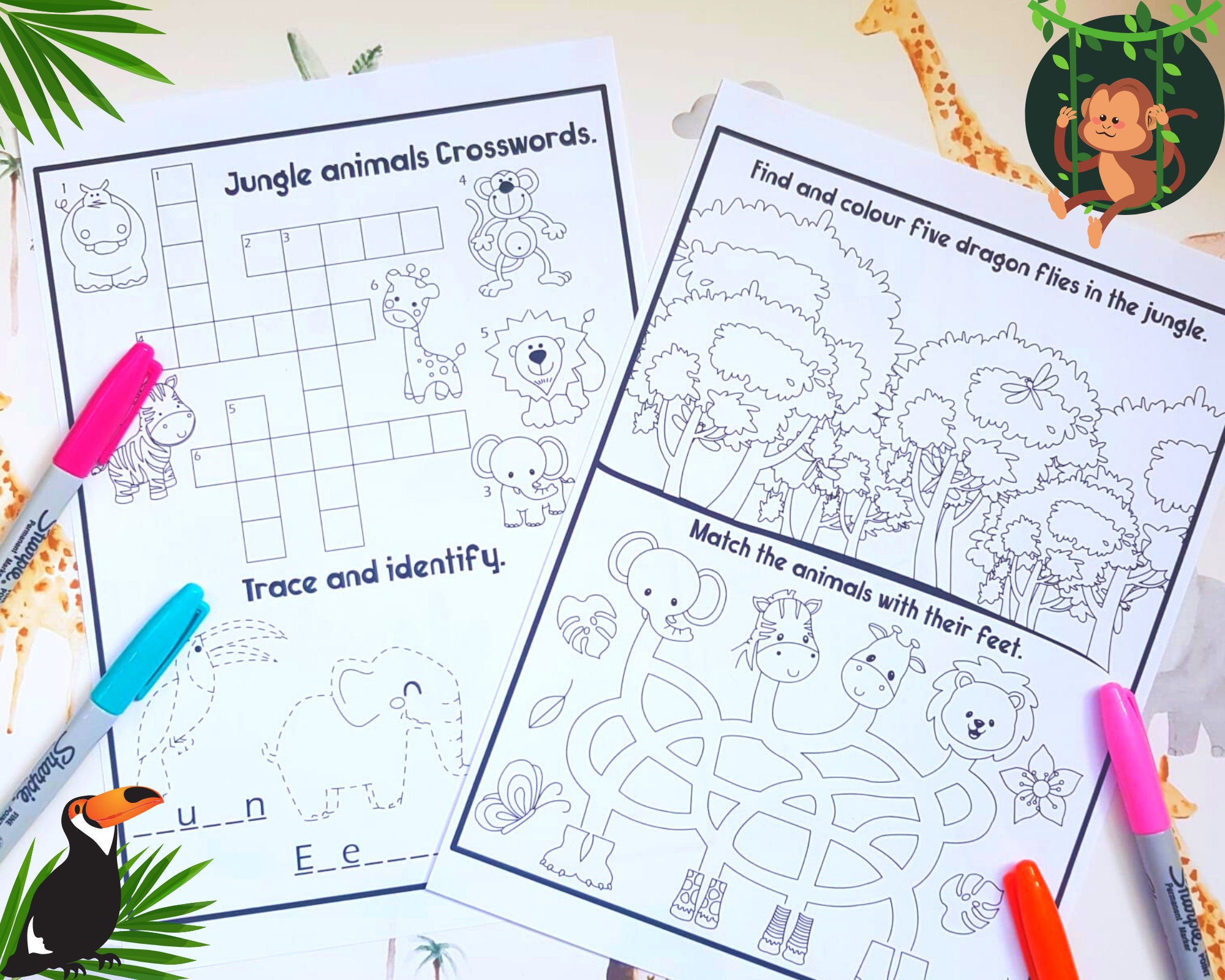 Coloring Book Pages | Jungle Animals Coloring Pages L 20 + Different ...