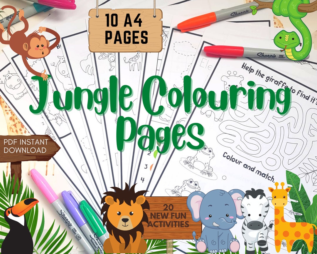 Coloring Book Pages | Jungle Animals Coloring Pages L 20 + Different ...