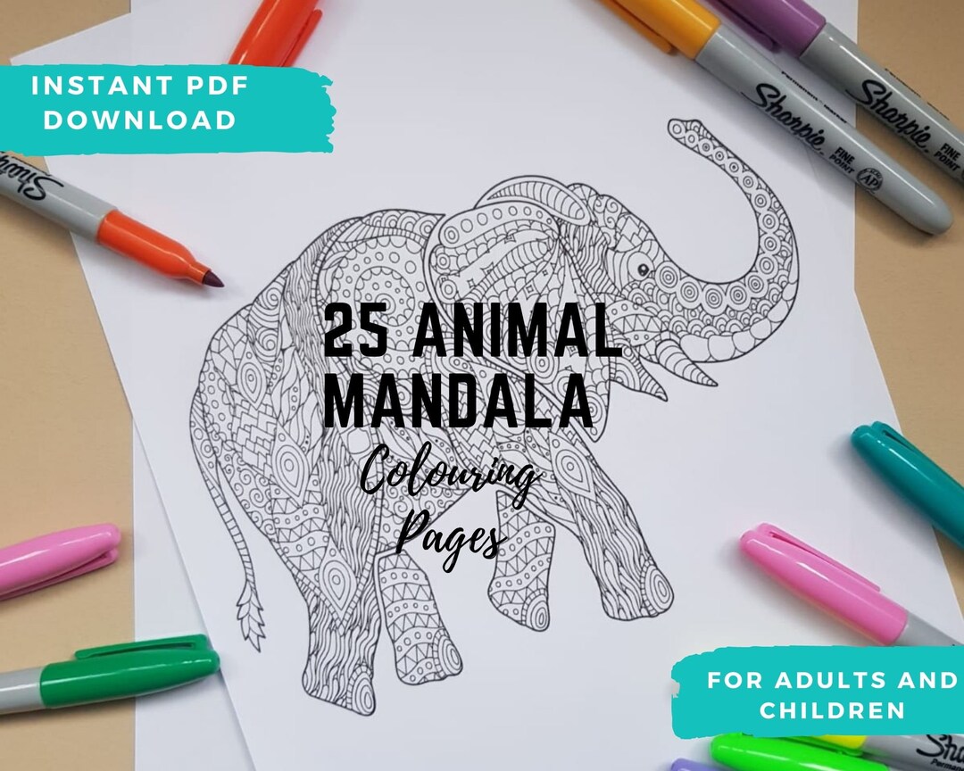 Coloring Book Pages | Animal Mandala Coloring Pages | 25 Different ...