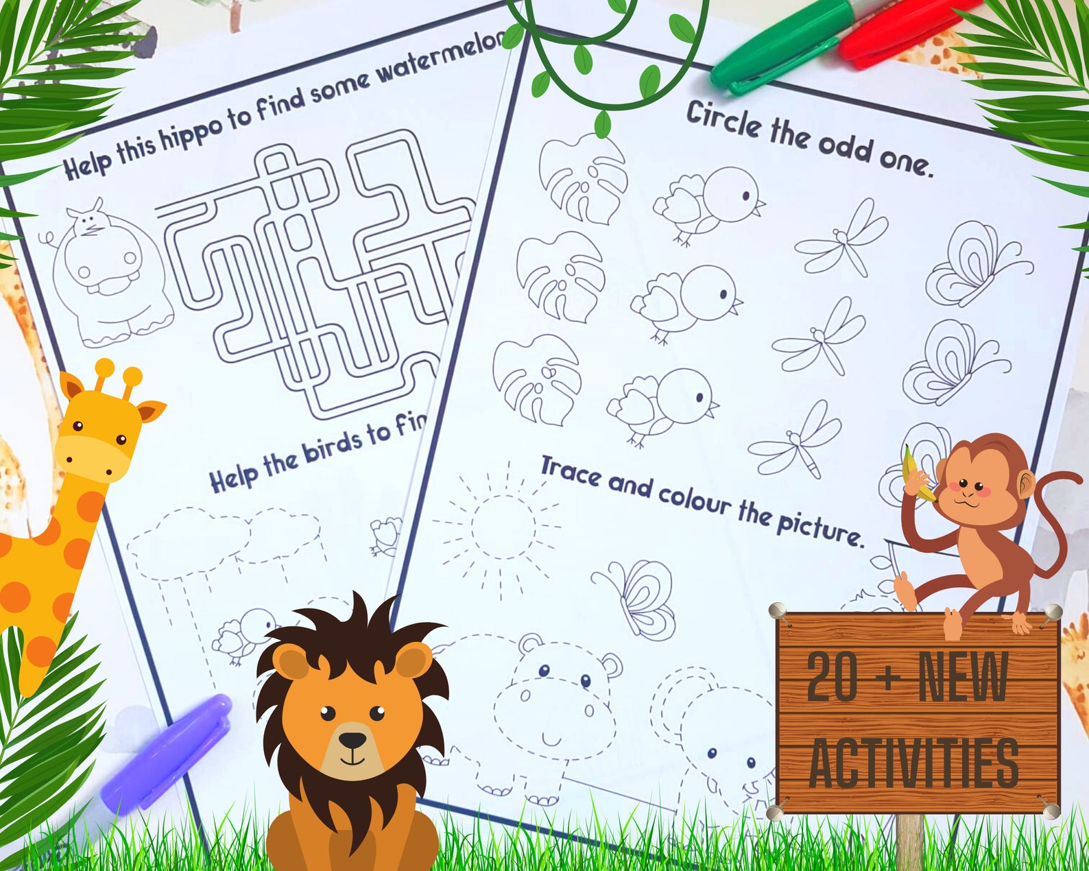 Coloring Book Pages | Jungle Animals Coloring Pages L 20 + Different ...