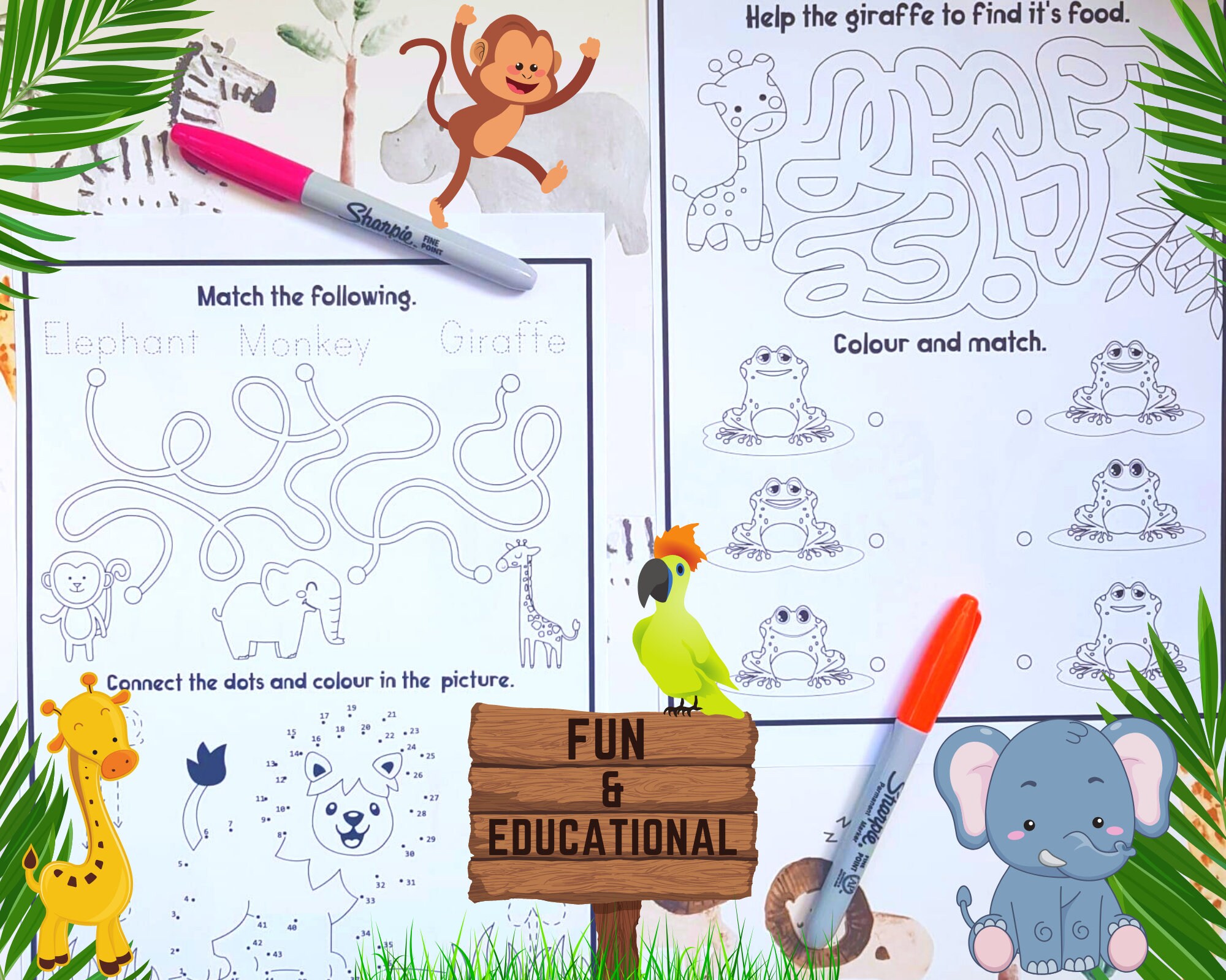 Coloring Book Pages | Jungle Animals Coloring Pages L 20 + Different ...