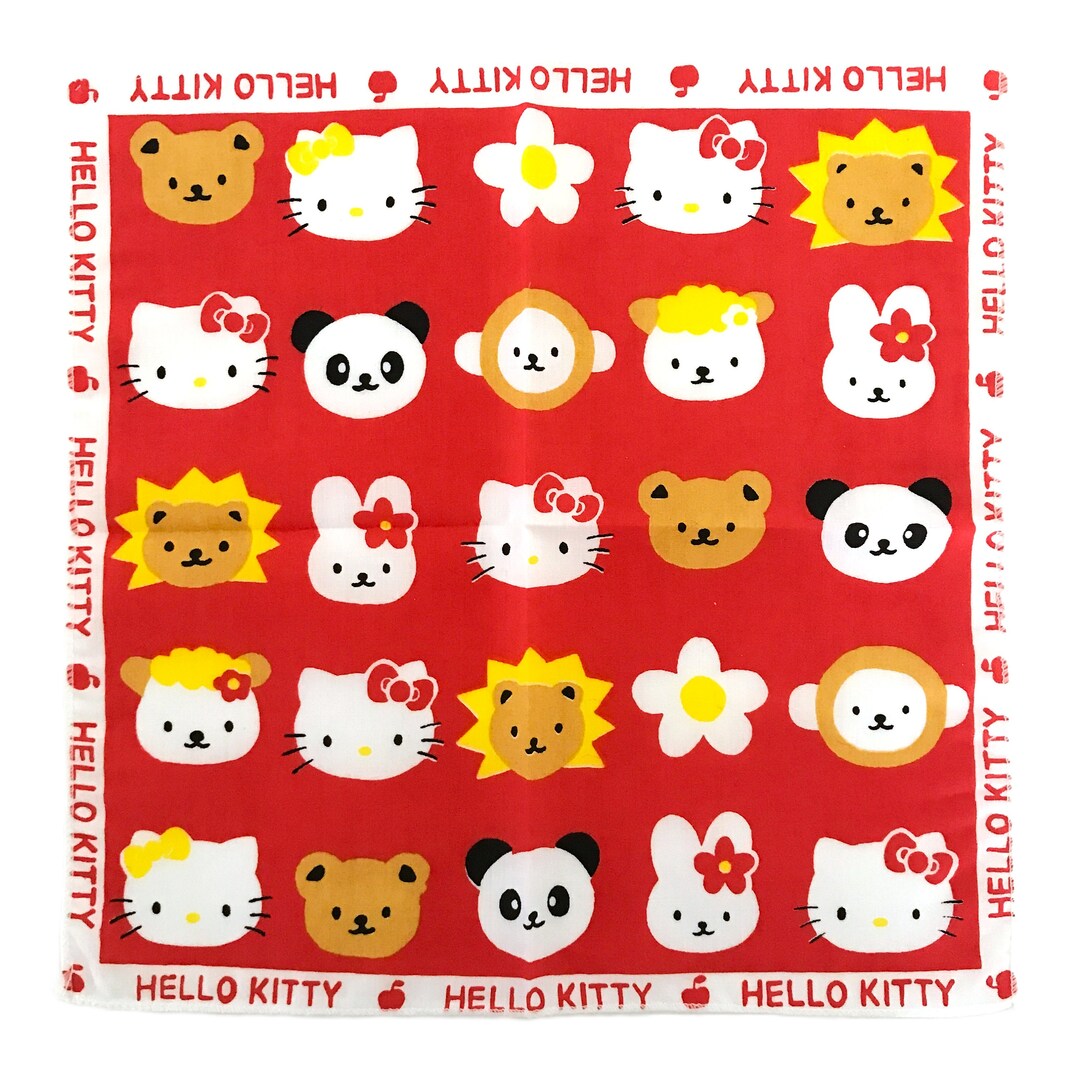 Hello Kitty Handkerchief kitty and Friends red - Etsy