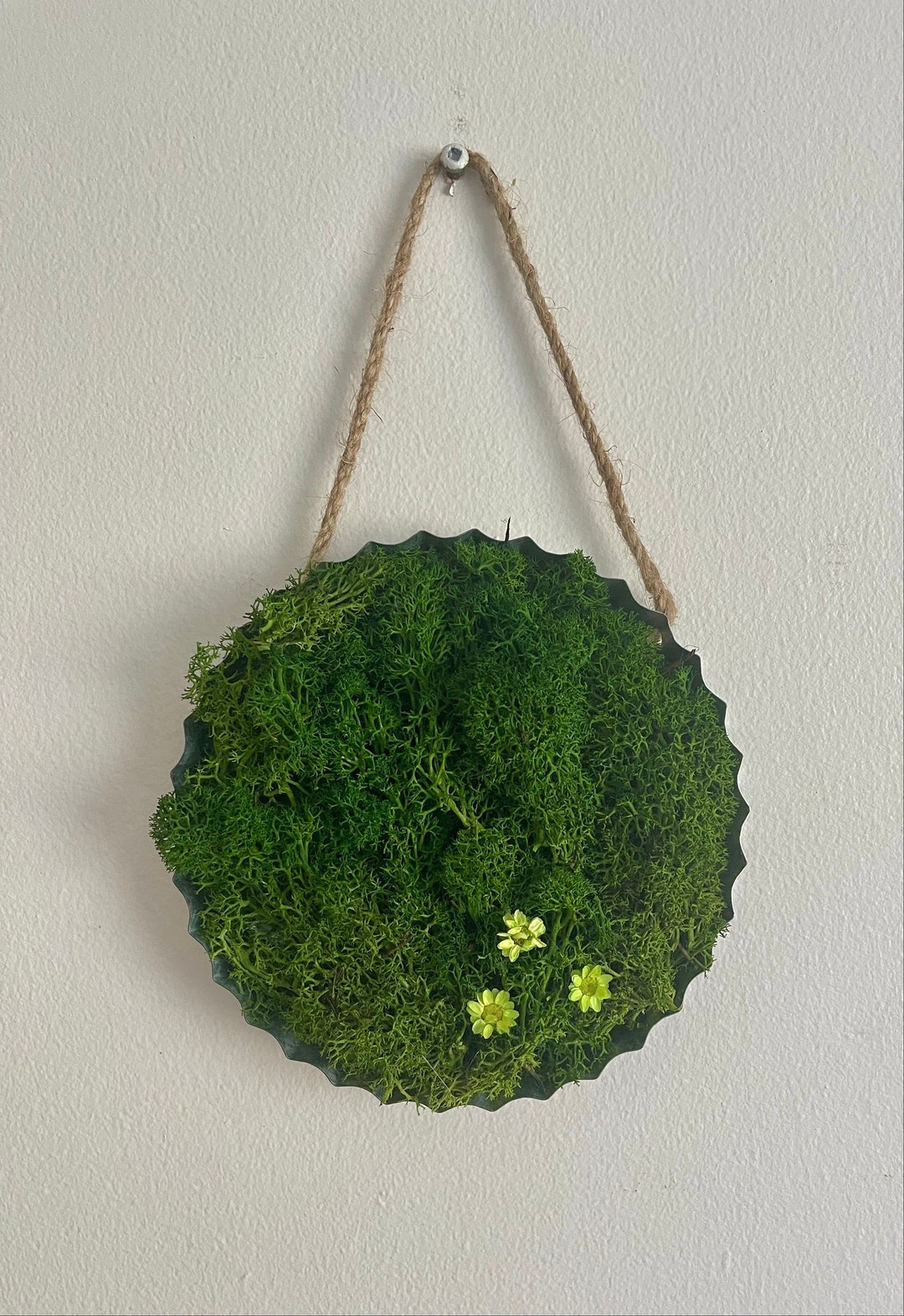 Moss Wall Art | Home Deco | Round Metal Moss Frame | Green With ...