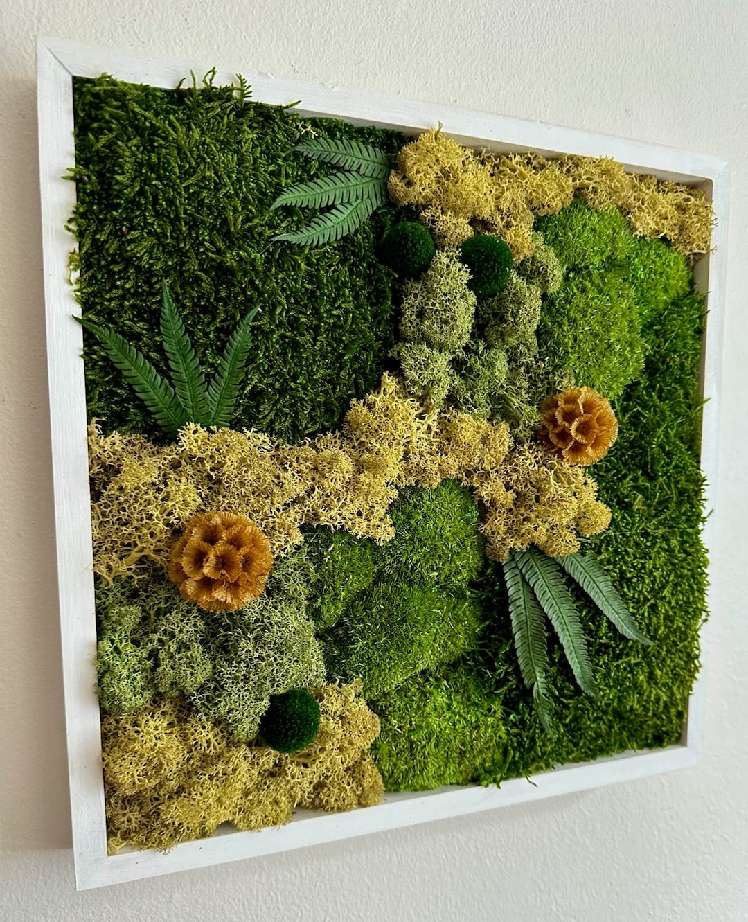 Moss Wall Art Preserved Moss Framed Moss Wall Decor Square Frame Pole ...