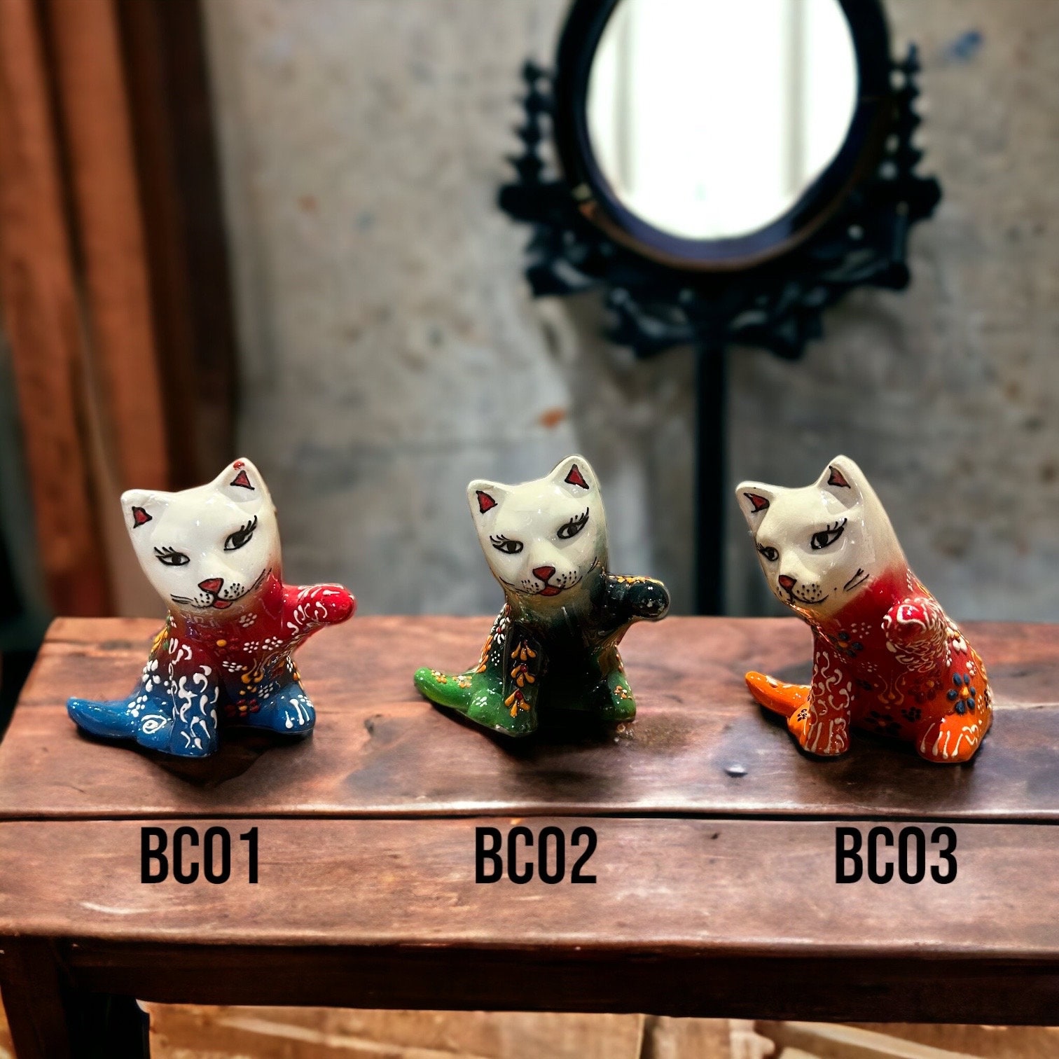 Ceramic Cat and Dog Ornament, Handmade Dog and Cat Trinket , Ceramic ...