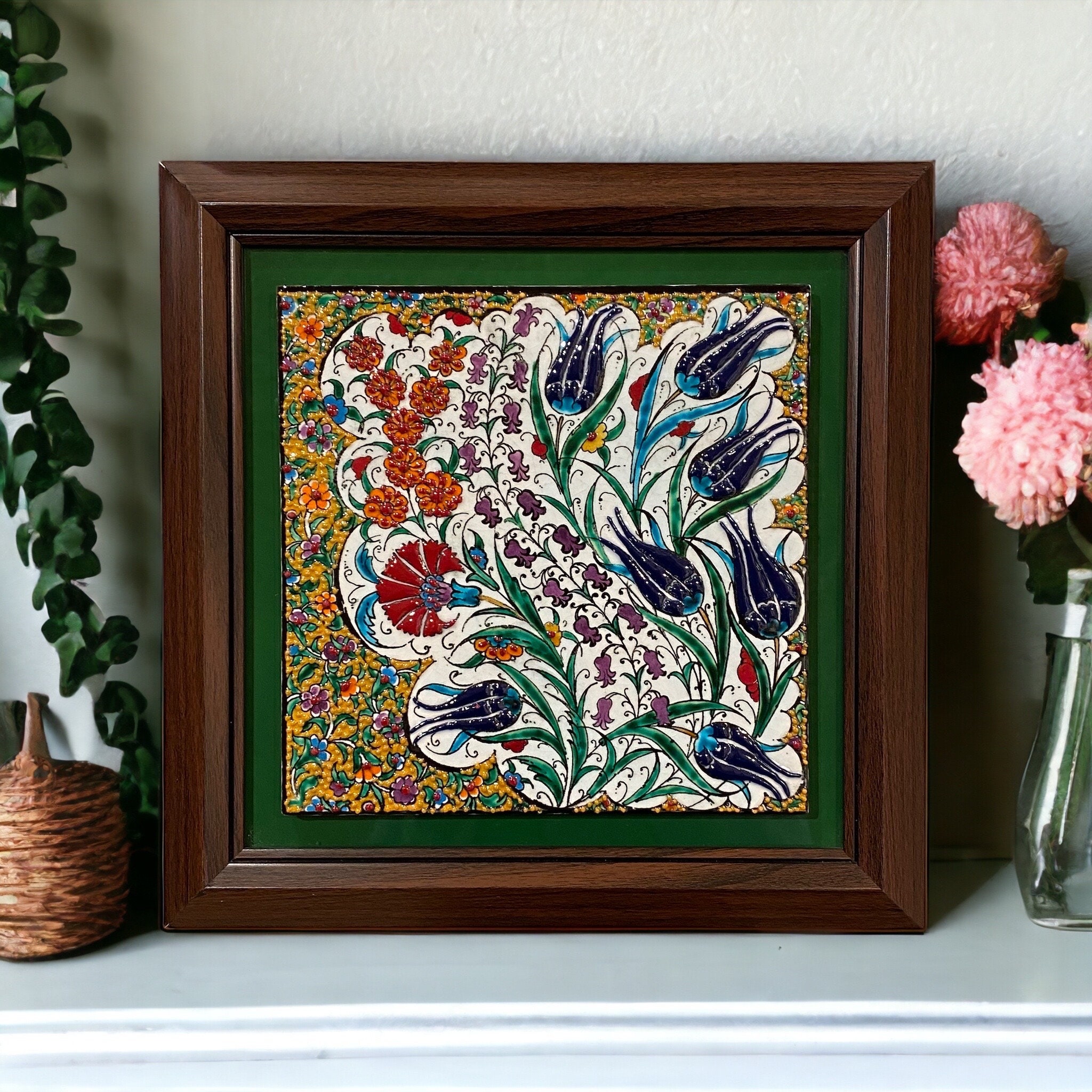 Turkish Wall Tile, Colourful Wall Decor, Decorative Tile for Hanging ...