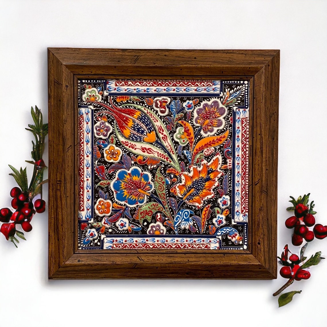 Turkish Wall Tile, Colourful Wall Decor, Decorative Tile for Hanging ...