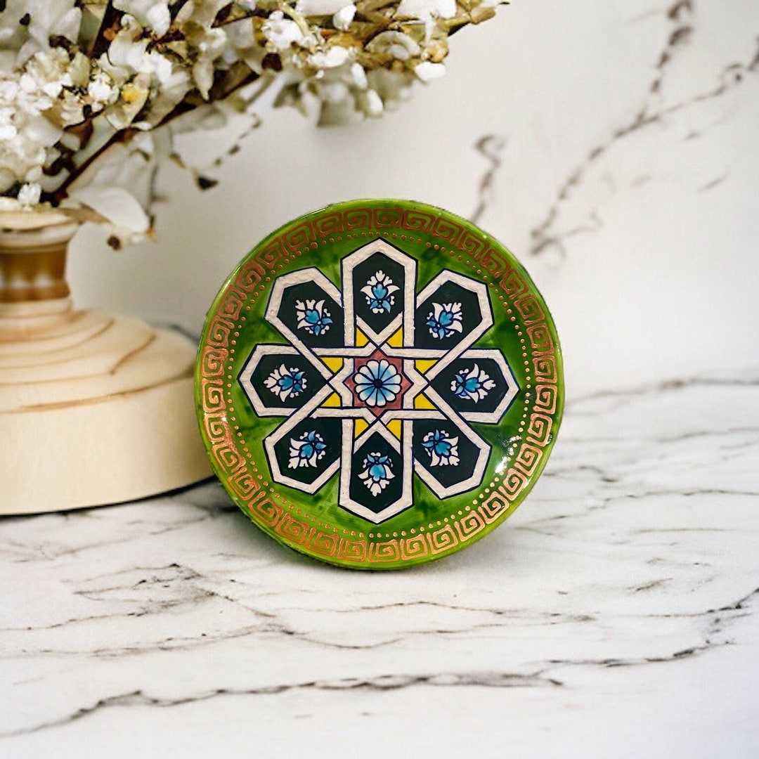 Turkish Ceramic Plate, Handmade Seljuk Star Plate, With Geometric ...