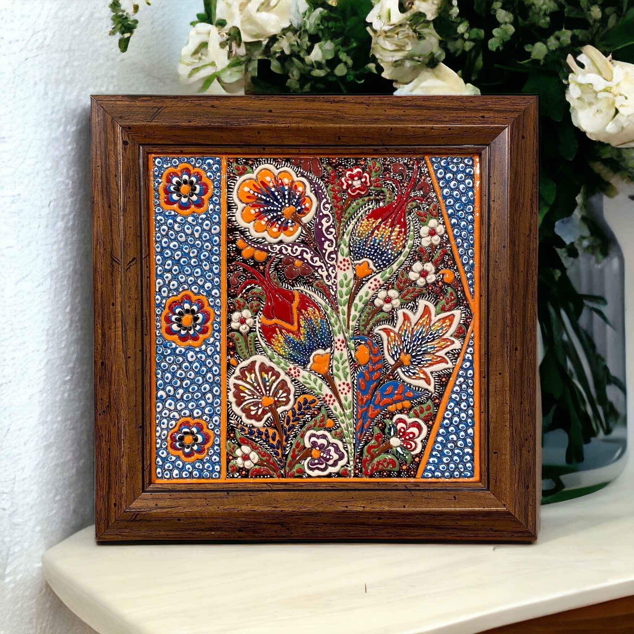Turkish Wall Tile, Colourful Wall Decor, Decorative Tile for Hanging ...