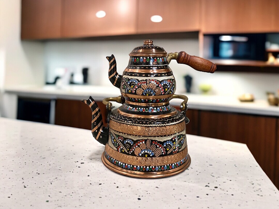 11.8'' Turkish Handmade Copper Teapot, Handmade Copper, Antique Copper ...