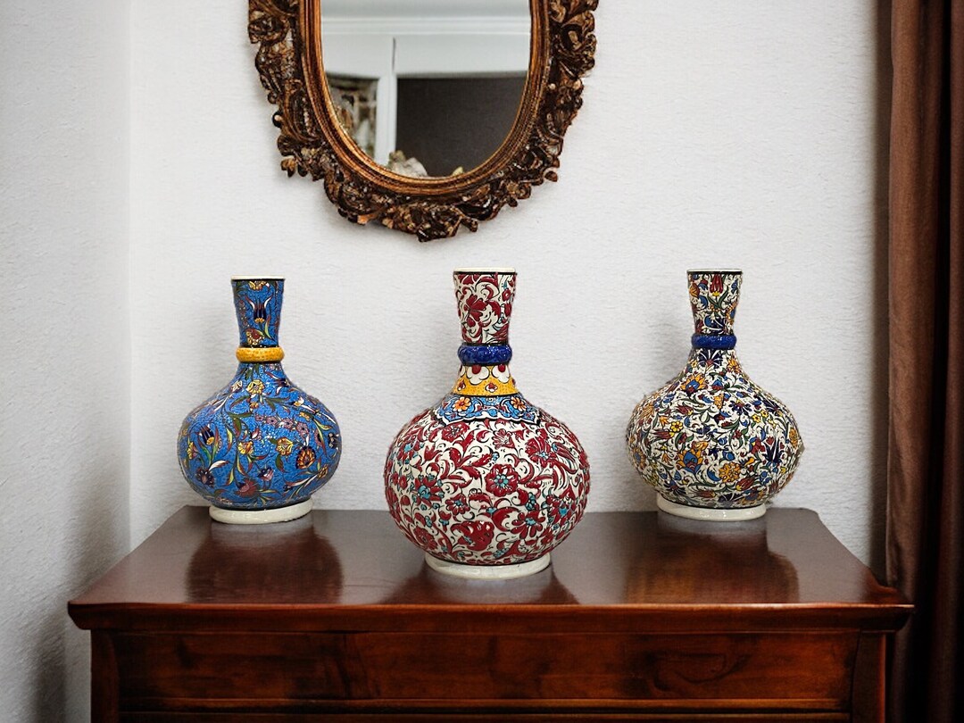 7.8'' Turkish Ceramic Tear Bottle, Decorative Ceramic Vase ...