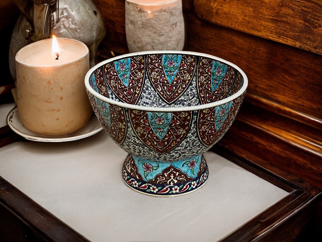 8.4'' Ceramic Footed Bowl, Handmade Ceramic Deep Bowl, Decorative ...