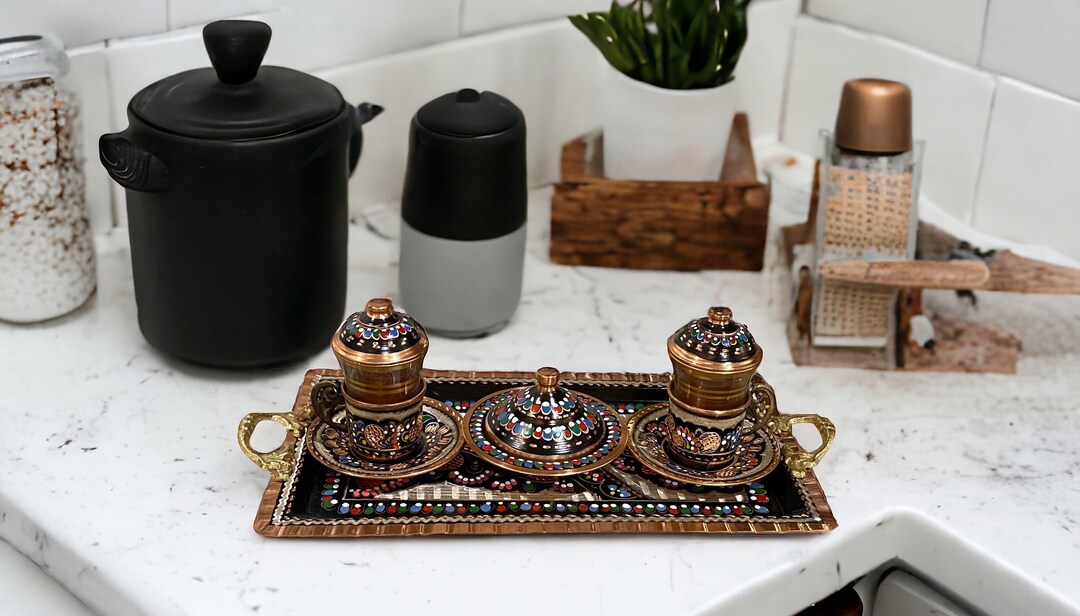 Handmade Copper Tea Set of 2, Copper Tea Set, Turkish Tea Set ...