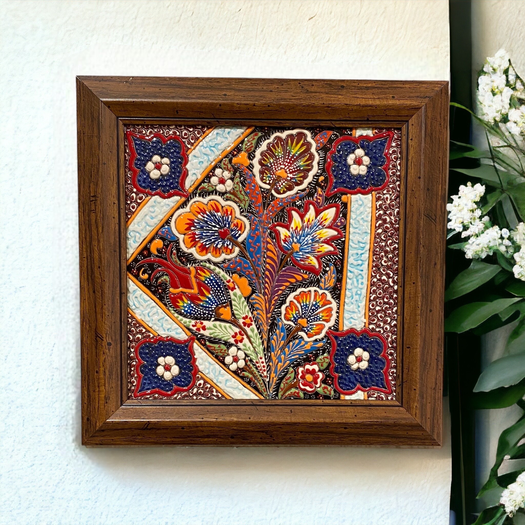 Turkish Wall Tile, Colourful Wall Decor, Decorative Tile for Hanging ...