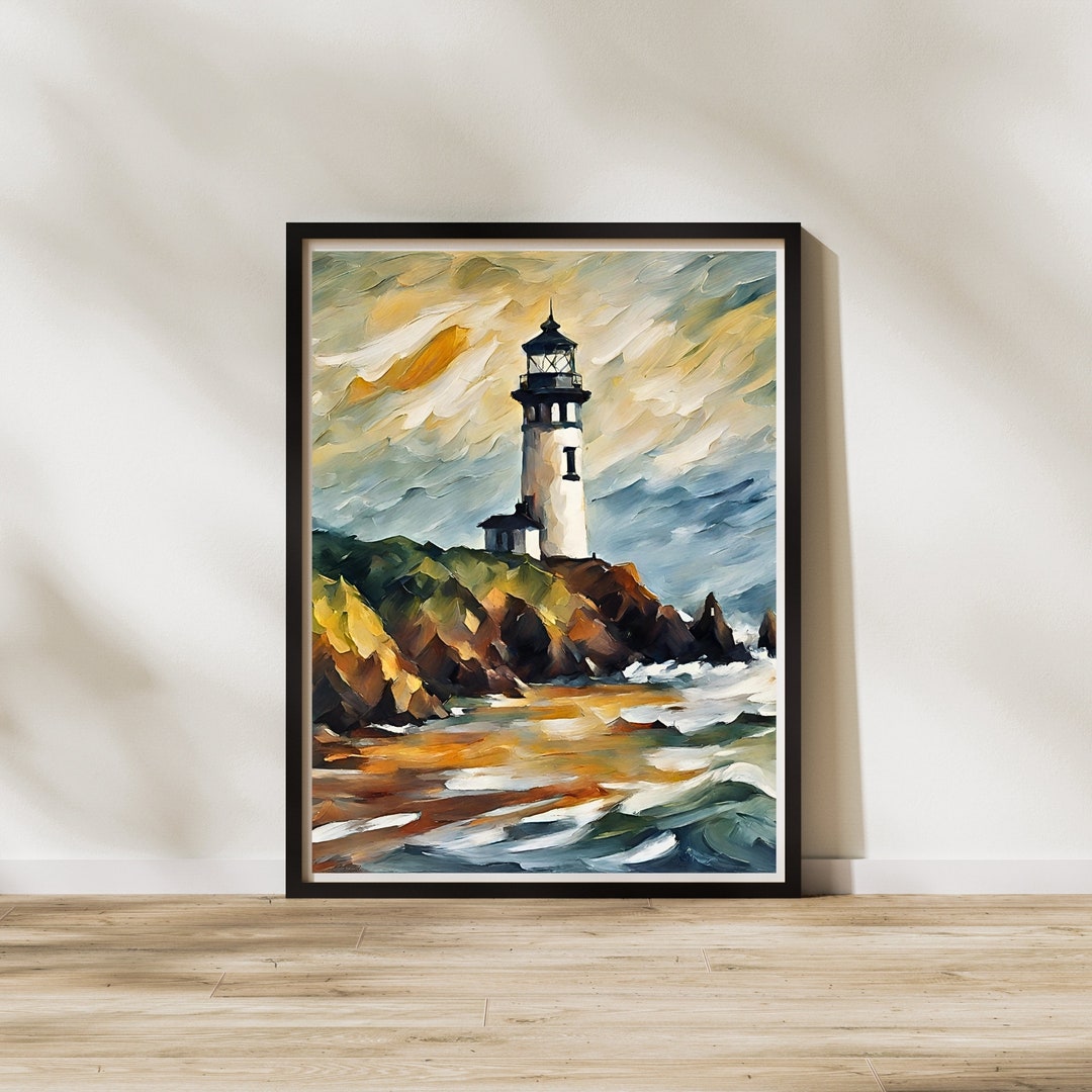 Digital Download Oil Painting Lighthouse Along Oregon Coast Highway 101 ...