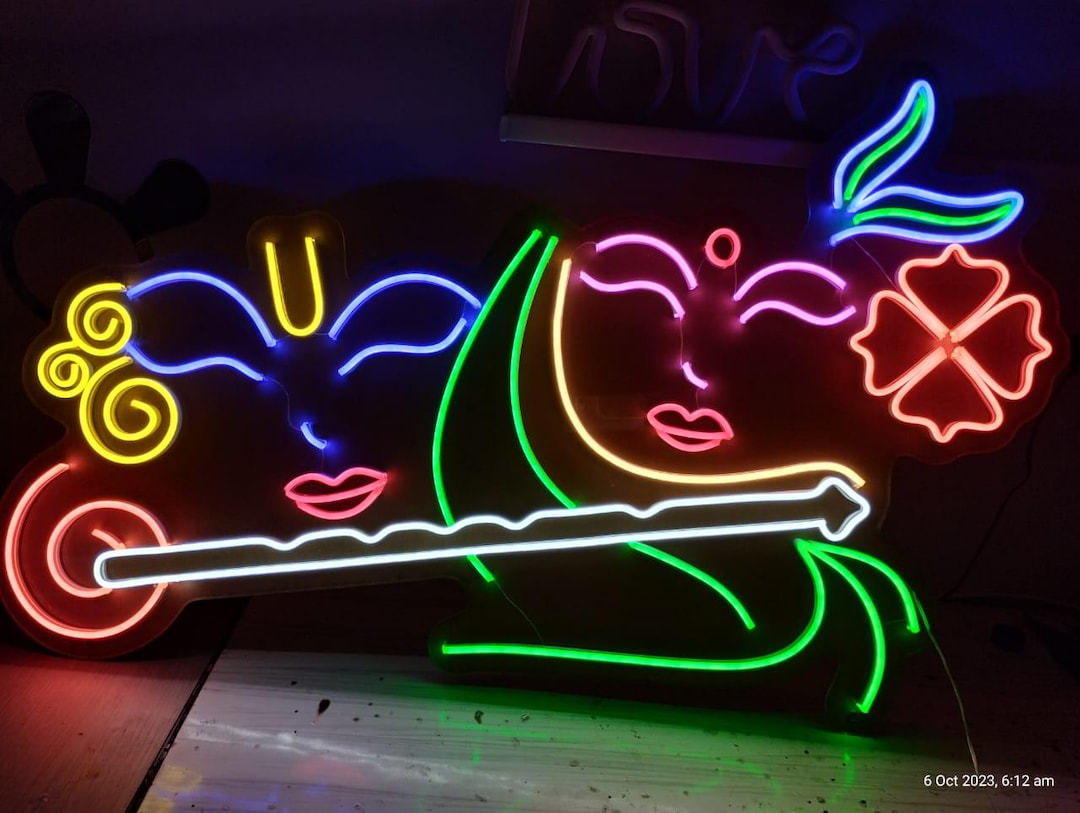 Radha Krishna Custom Neon Sign – Hindu Spiritual Decor - Etsy