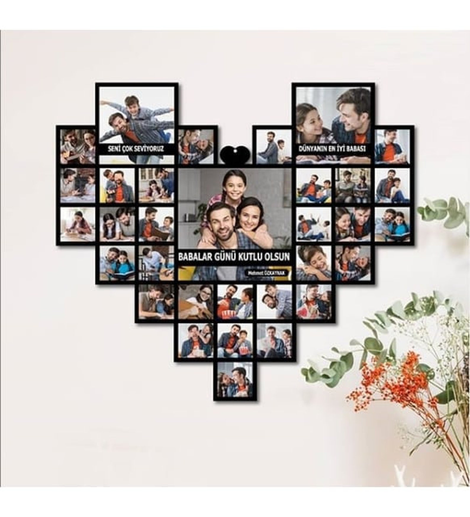 32 Photo Frame Multiple Photos, Custom Collage Frame, Picture Frames Personalized, Heart Photo ...