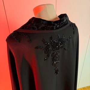 Black Cape: Velvet Collar, Beaded Patches (130cm Length) - Etsy