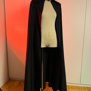 Black Cape: Velvet Collar, Beaded Patches (130cm Length) - Etsy