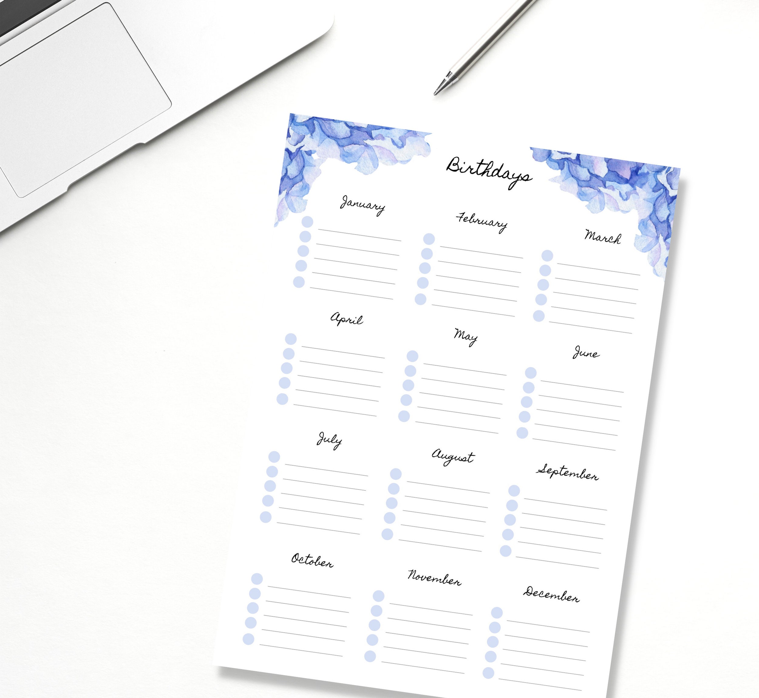 Birthday Tracker, Birthday Reminder, Birthday Planner, Floral Birthday ...