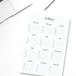 Birthday Tracker, Birthday Reminder, Birthday Planner, Minimalist ...