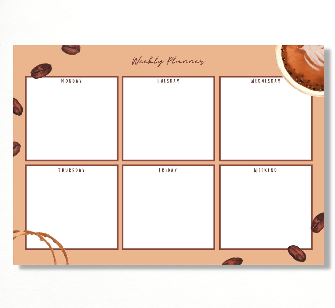 Weekly Planner With Coffee Theme, Weekly Organizer, Weekly Agenda ...
