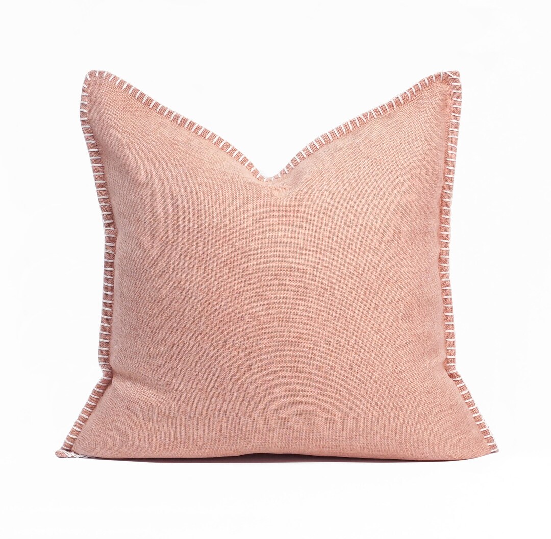 Set of 2 Linen Whip Stitch Pillow Blush Pink. Home Décor. - Etsy