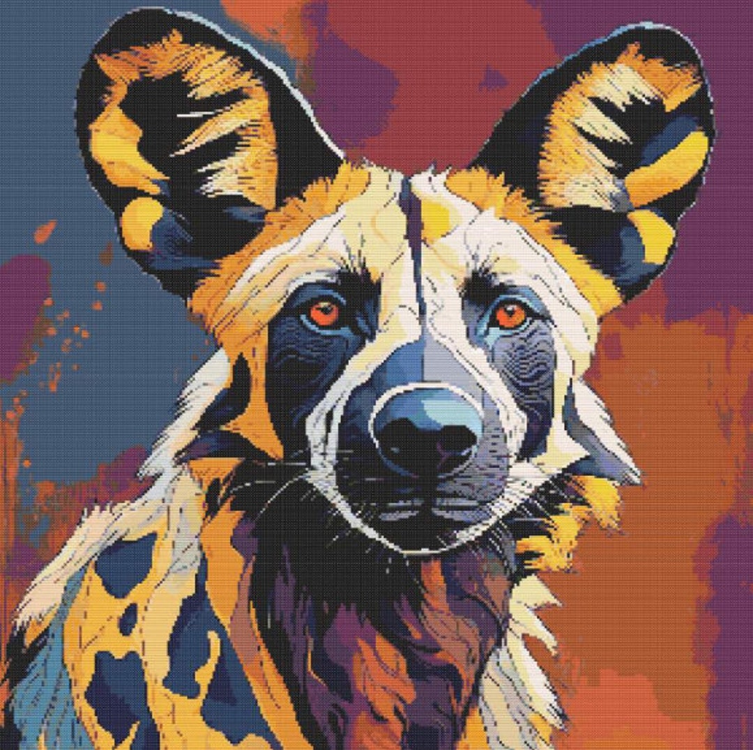 Detailed African Wild Dog Cross Stitch Pattern 300x300 - Etsy