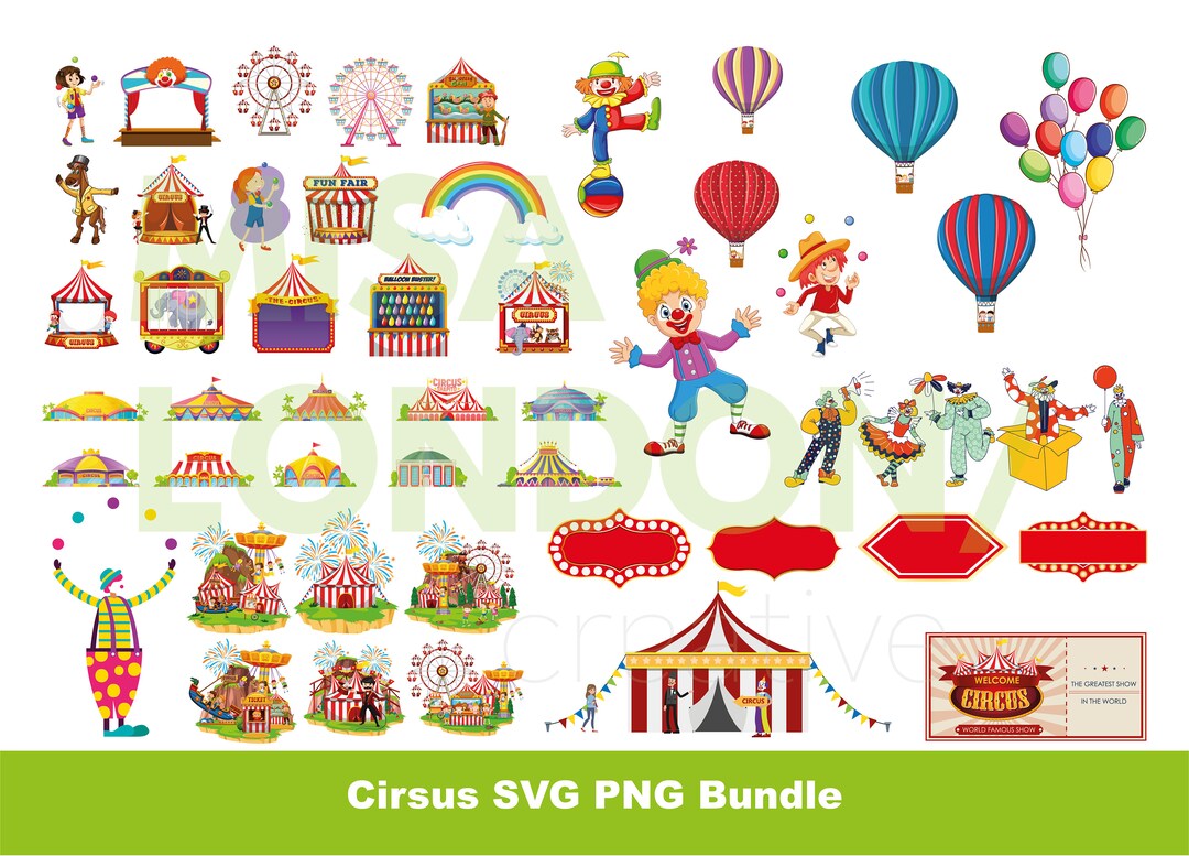 Circus SVG PNG Bundle Fun Fair Svg Amusement Park Circus - Etsy Portugal