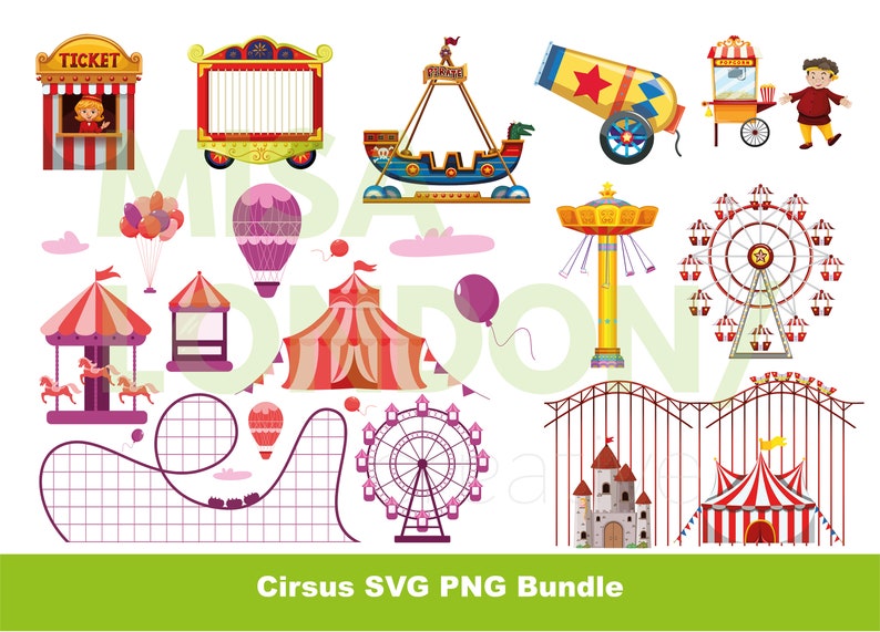Circus SVG PNG Bundle Fun Fair Svg Amusement Park Circus - Etsy