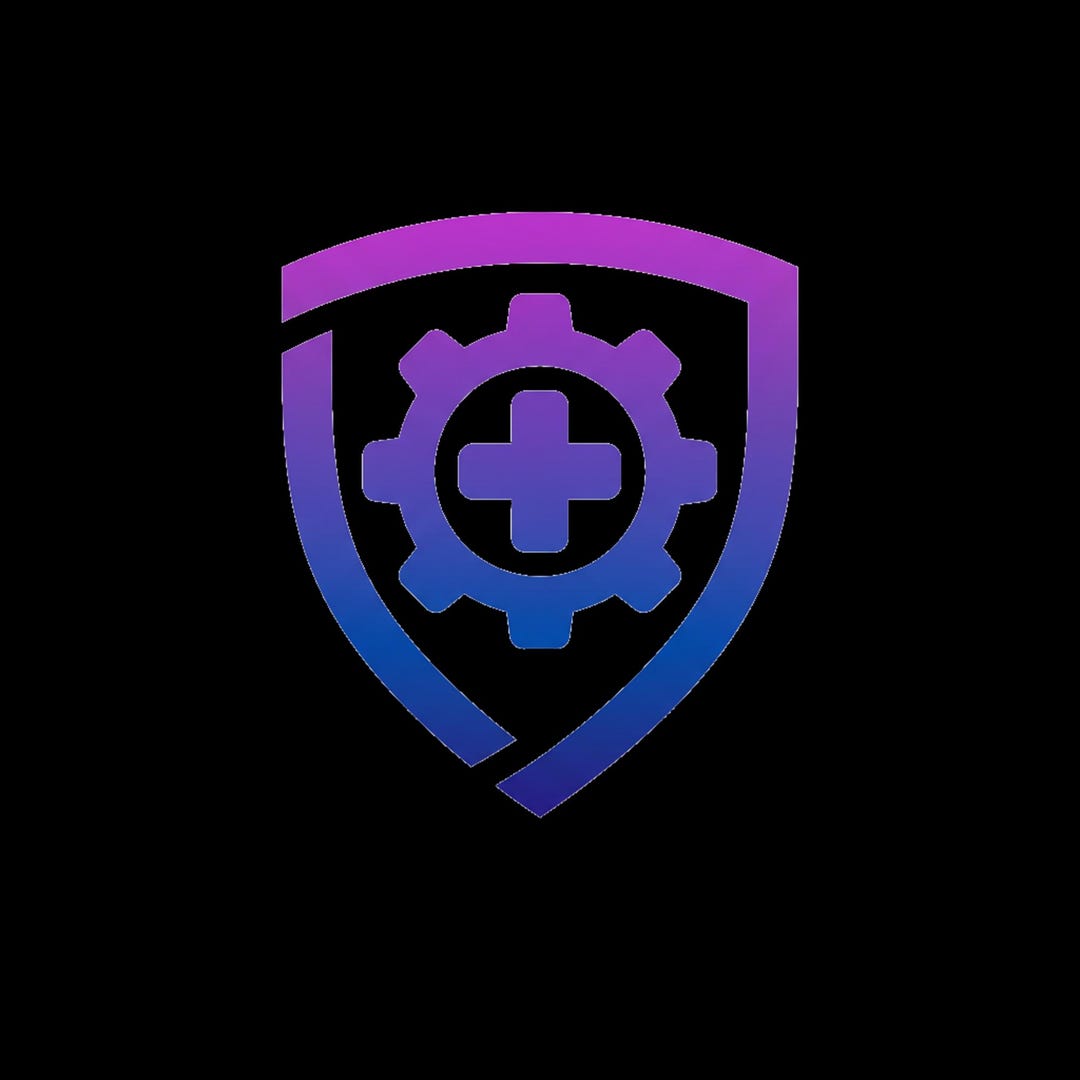 Emergency Tech Shield Logo: Purple Blue Gradient, Medical Cross (PNG ...