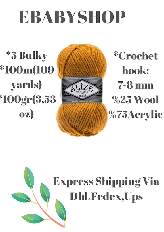 Alize Superlana Maxi Crochet Yarn Hand Knitting Alize Yarn | Etsy