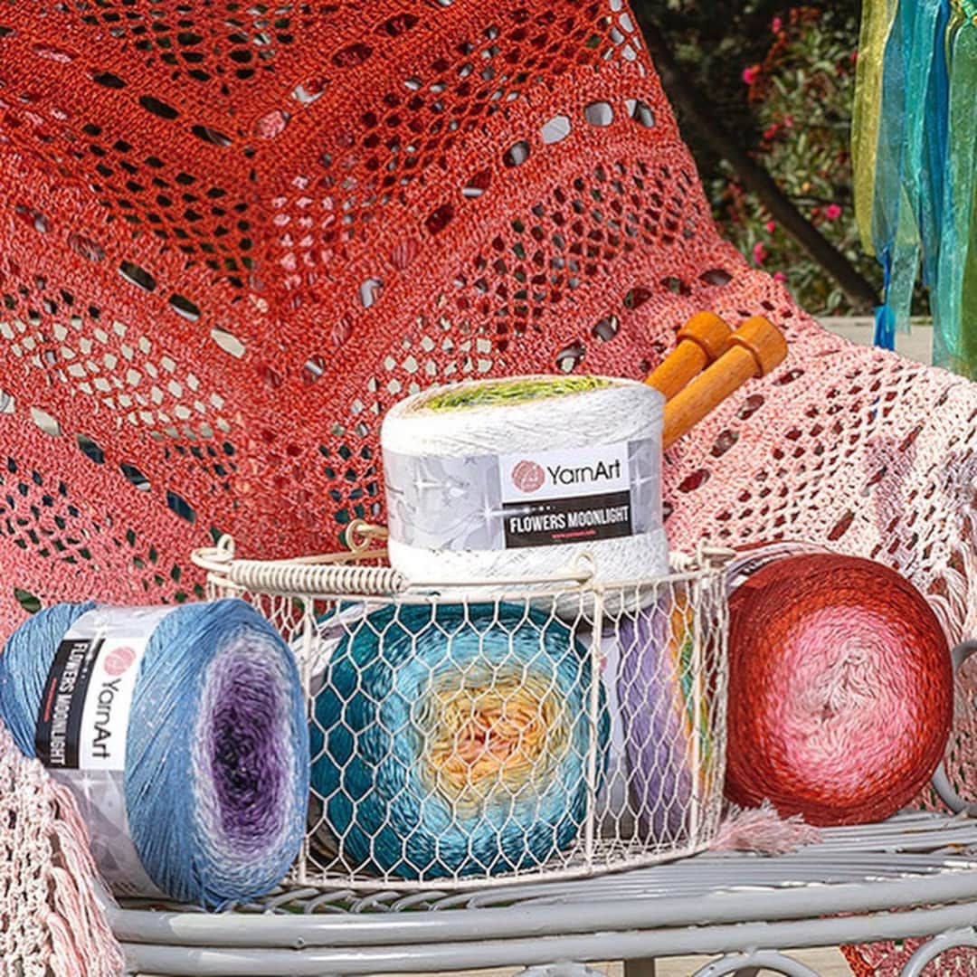 Yarnart Flowers Moonlight - Glittery Multicolor Knitting Yarn 9.15 Oz ...