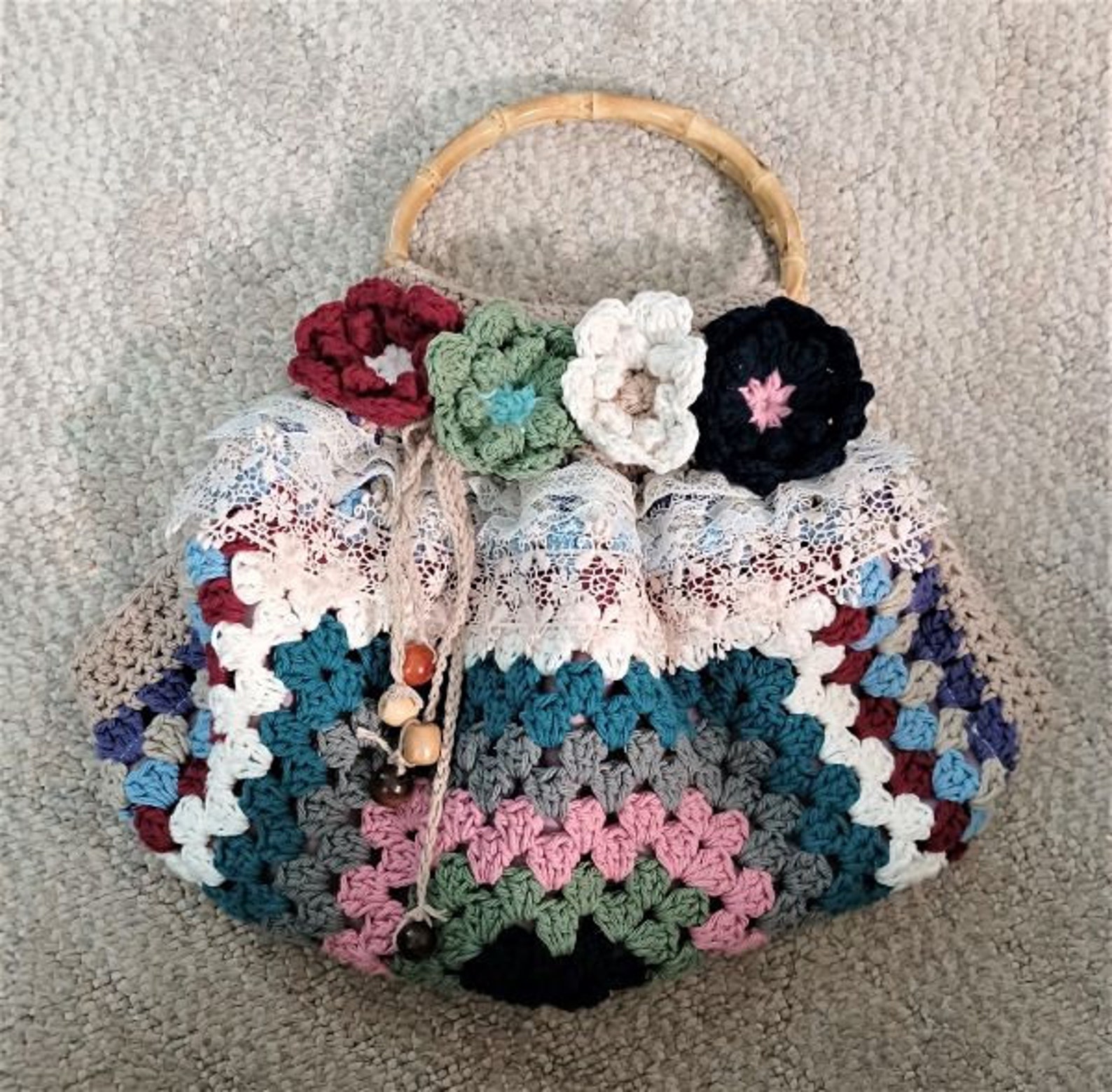 Fat Bottom Bag, Granny Square Fat Bottom Bag,granny Bag, Crochet Granny ...