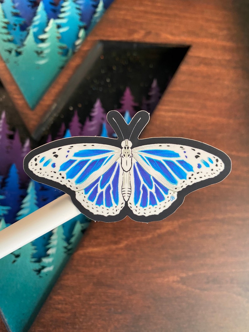 Mini Blue Butterfly Matte Sticker, Cute Mariposa Azul, Butterfly Decal ...