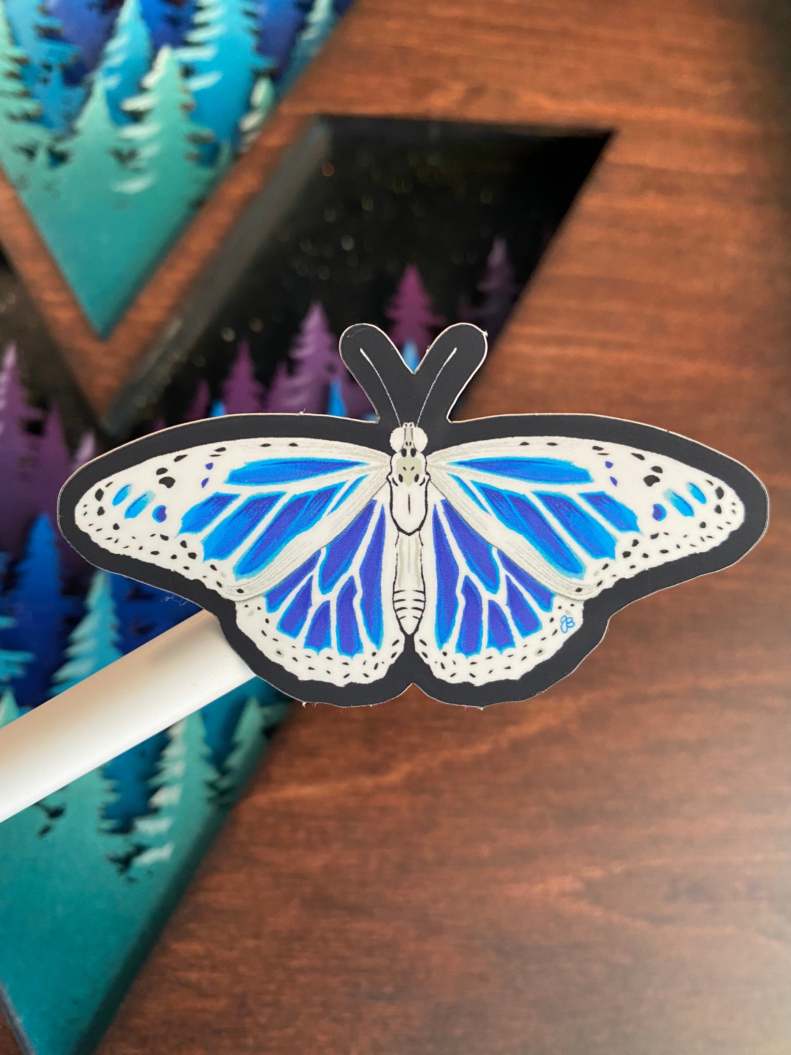 Mini Blue Butterfly Matte Sticker, Cute Mariposa Azul, Butterfly Decal ...